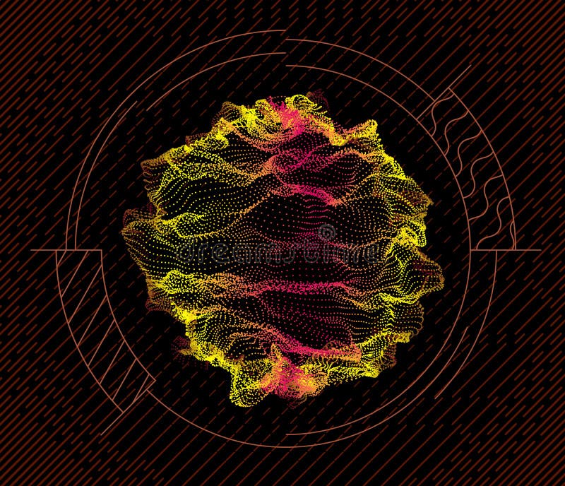 Sphere from Particles Wave Nodes. 3d Sea Flow Stock Illustration ...