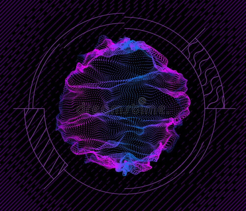 Sphere from Particles Wave Nodes. 3d Sea Flow Stock Illustration ...