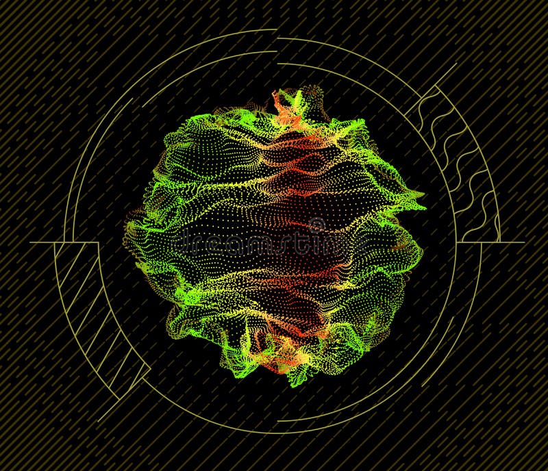 Sphere from Particles Wave Nodes. 3d Sea Flow Stock Illustration ...