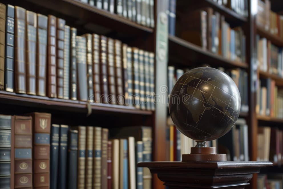 Sphere on a Pedestal Surrounded by Library Books Stock Photo - Image of ...