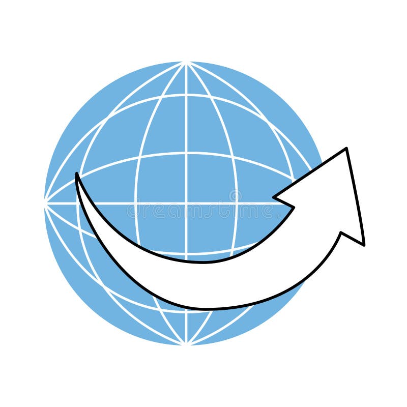 Sphere Planet with Arrow Around Stock Vector - Illustration of icon ...