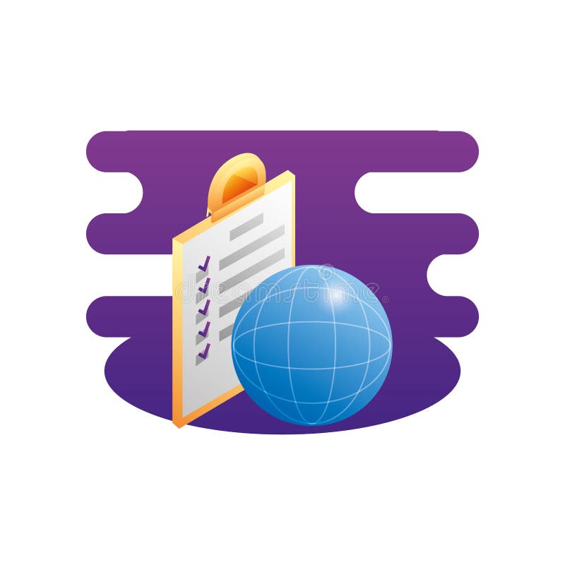 Sphere Planet Browser with Checklist Stock Illustration - Illustration ...