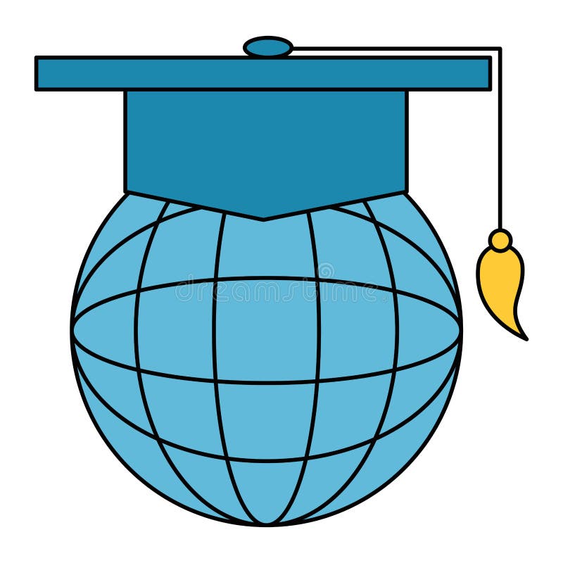 Sphere Planet with Hat Graduation Stock Illustration - Illustration of ...