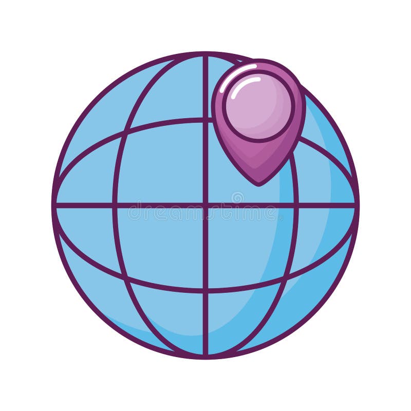 Sphere Planet with Pin Location Stock Illustration - Illustration of ...