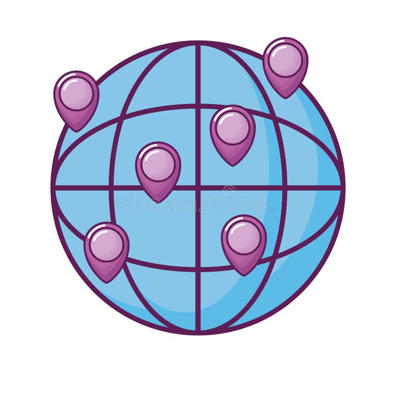 Sphere Planet with Pin Location Stock Illustration - Illustration of ...