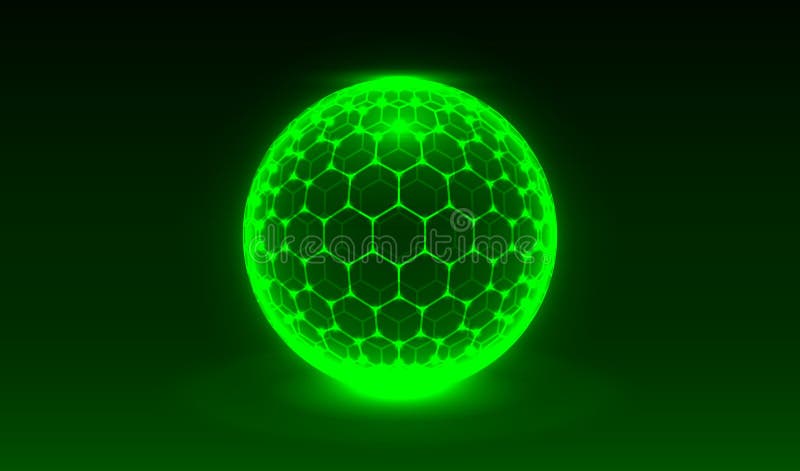 Sphere Shield with Hexagon, Cyber Protect Ball. Vector Illustration ...