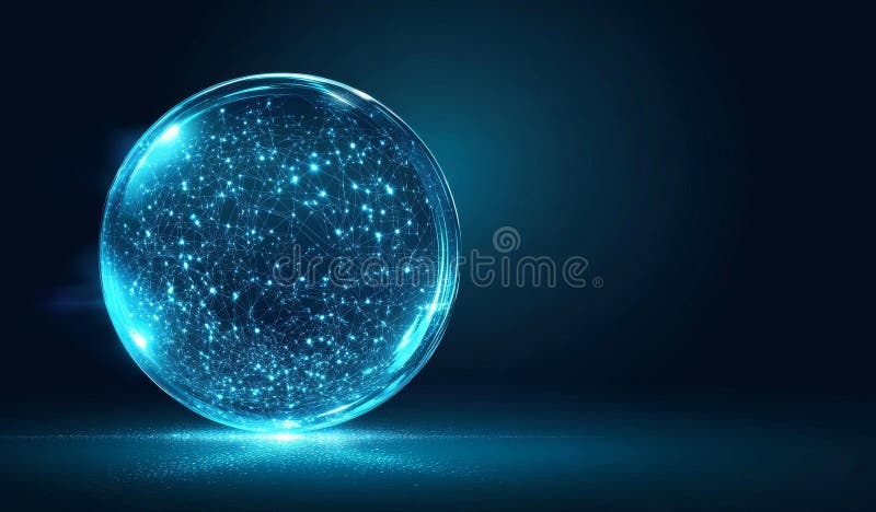 Sphere Shield with Neon Neon Blue Dome. Stock Image - Image of ...
