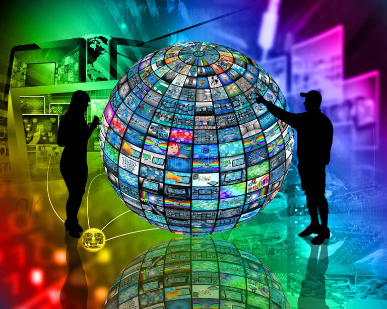 Sphere and silhouettes stock illustration. Illustration of code - 40508780