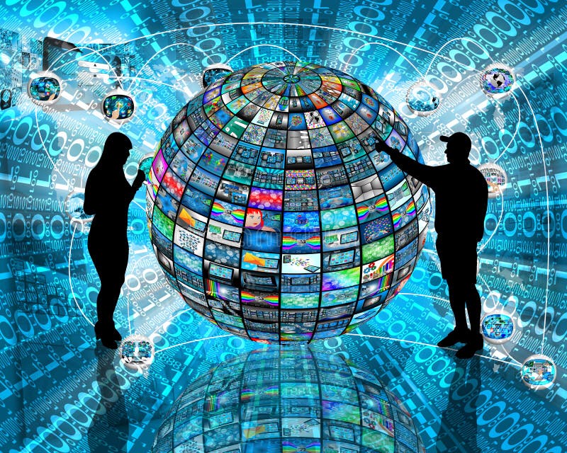 Sphere and silhouettes stock illustration. Illustration of media - 40508792