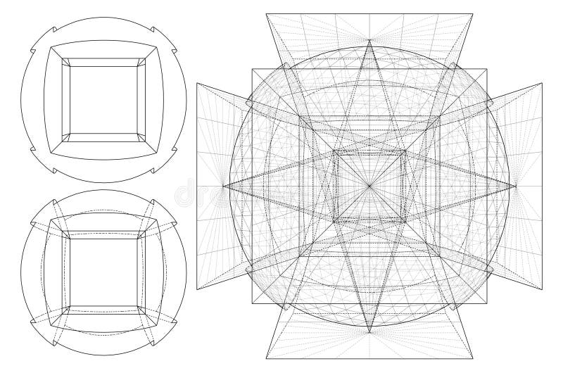 Sphere and Six Pyramids Subtraction Vector. Sphere Subtraction with ...