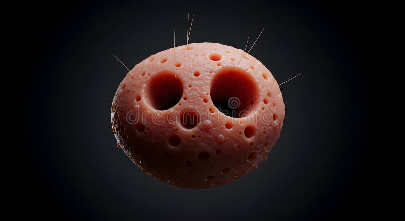 Sphere with Skin-Like Texture, Perforations, and Bristles Against Dark ...