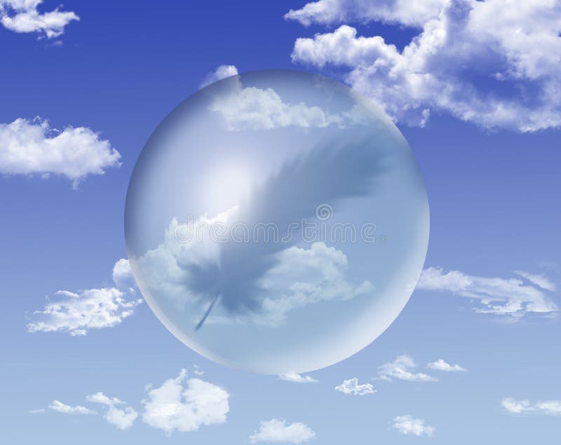 Sphere on the Sky with a Feather Inside Stock Illustration ...
