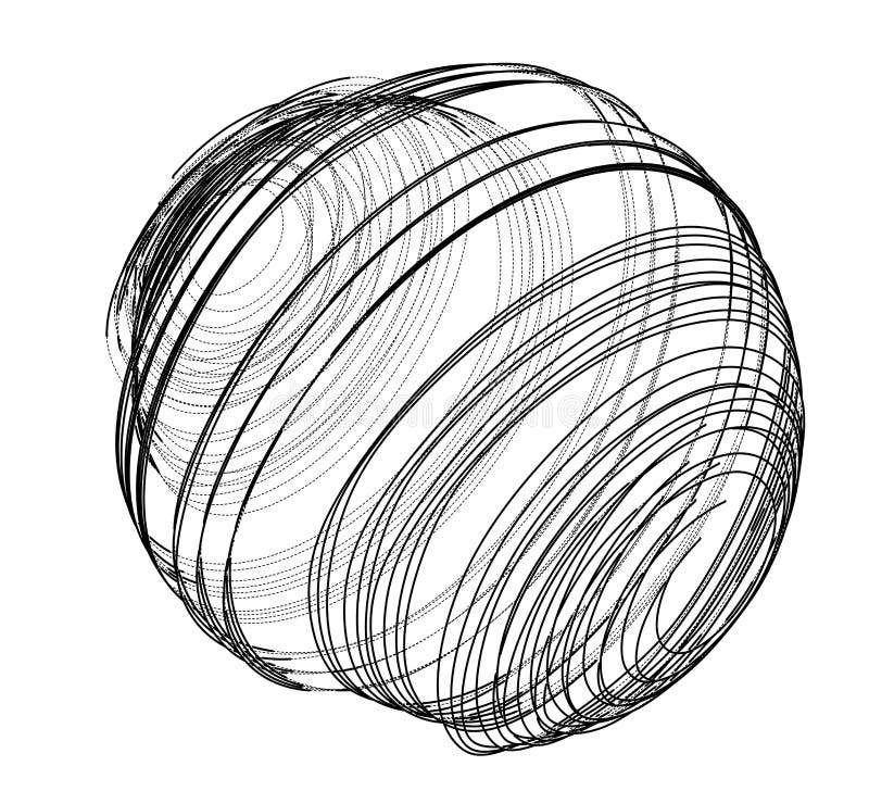Sphere of Spirals Outline. Vector Stock Vector - Illustration of ball ...