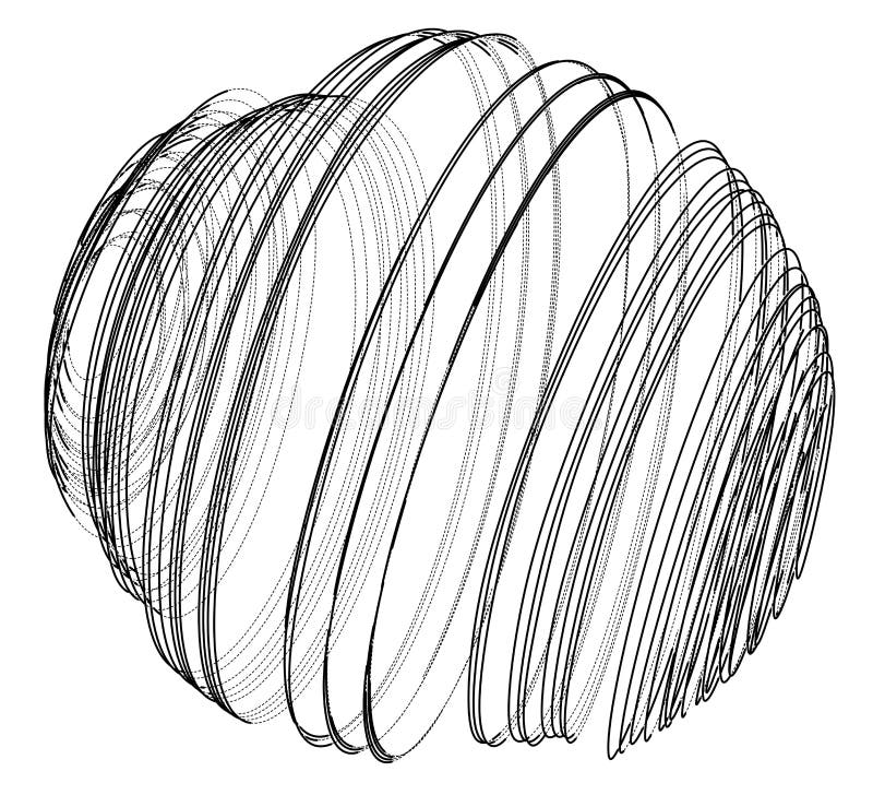 Sphere of Spirals Outline. Vector Stock Vector - Illustration of ball ...