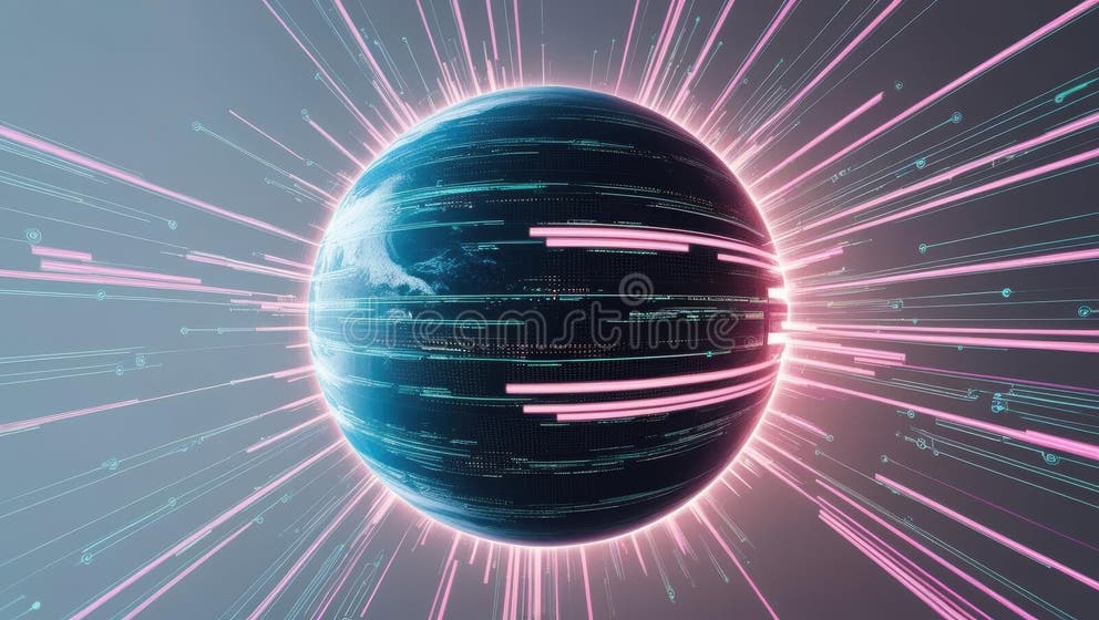 Sphere Surrounded by Lines Depicting Dynamic Movement and Interaction ...