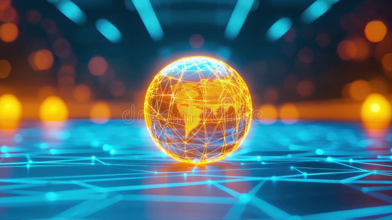 Sphere Surrounded by a Network of Lines Creating a Visual ...