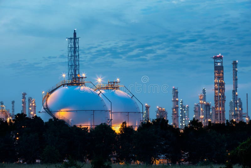Sphere Gas Tank and Column Towers Stock Image - Image of petroleum ...
