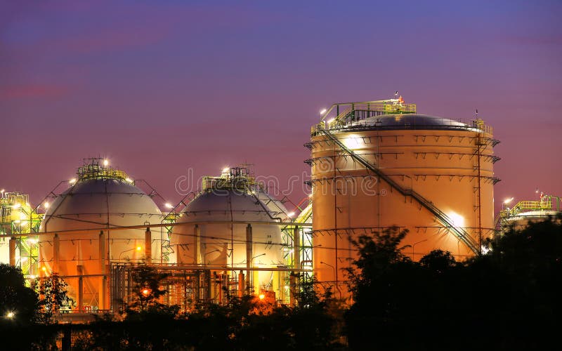Sphere Gas Tank and Column Towers Stock Image - Image of petroleum ...