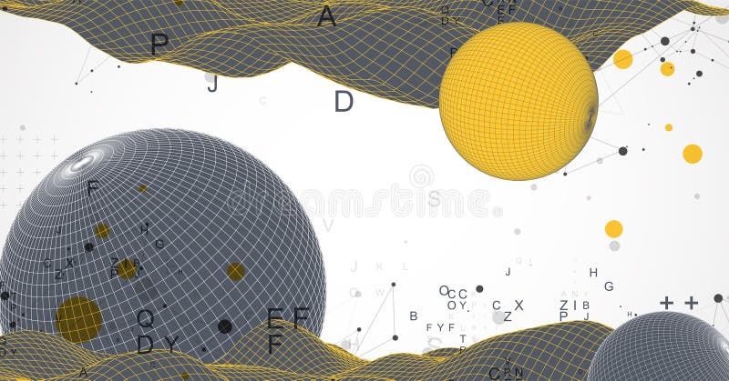 Sphere Theme with Connected Lines in Technology Style Background ...