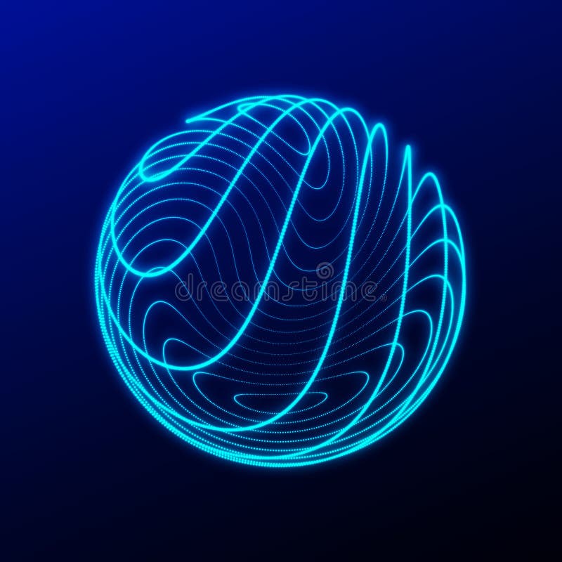 Sphere with Twist Lines. Spherical Waveform. HUD Element. Network Connection Structure. 3D ...