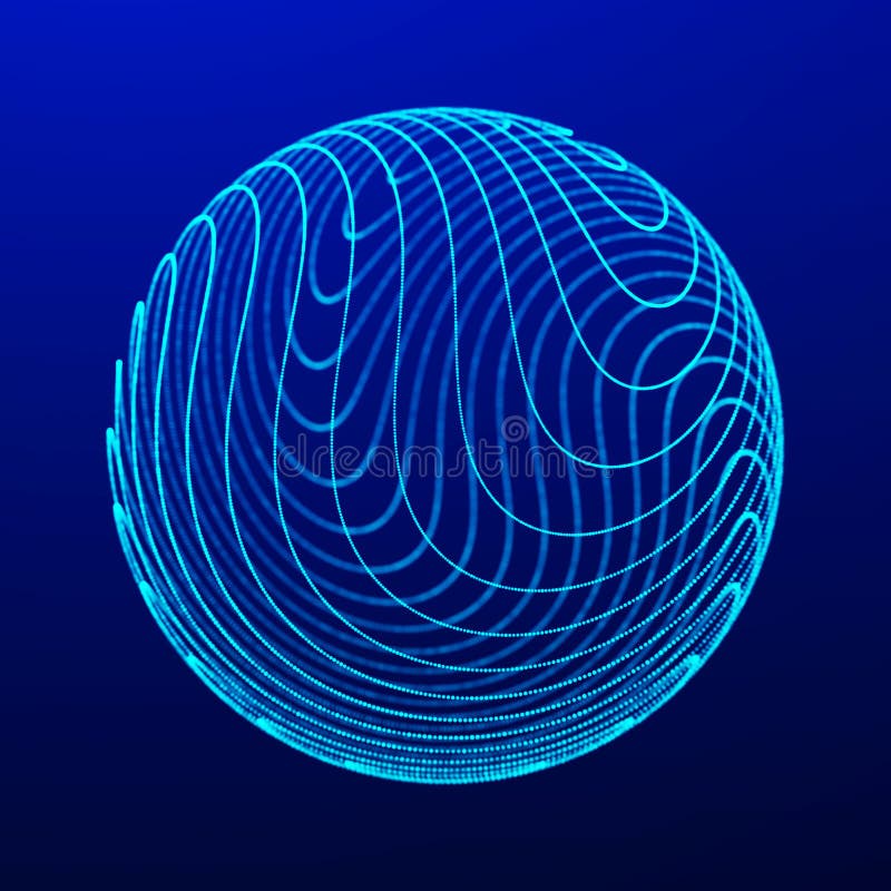 Sphere with Twist Lines. Spherical Waveform. HUD Element. Network ...