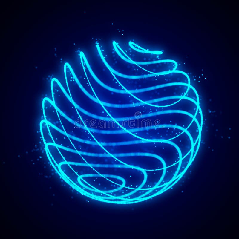 Sphere with Twist Lines. Spherical Waveform. HUD Element. Network Connection Structure. 3D ...