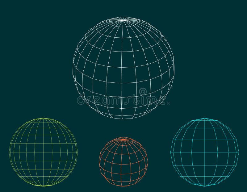 Sphere Wireframe Set. Vector Outline Illustration. Stock Vector ...