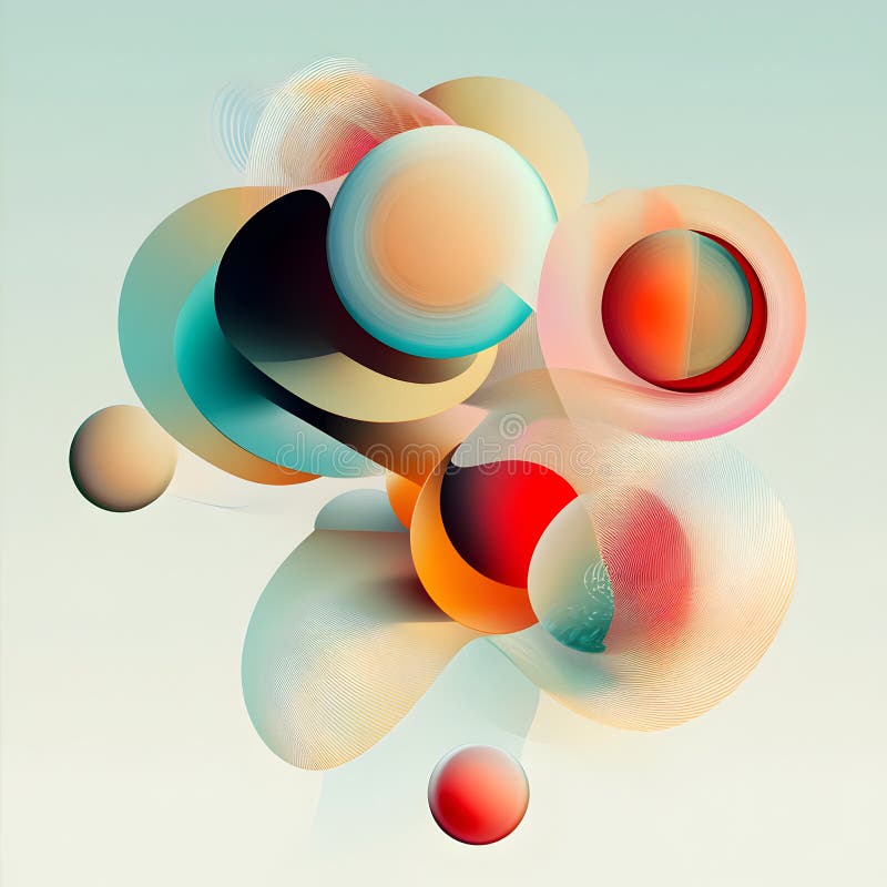 Abstract Digital Artwork Featuring Layered, Spherical Shapes in a ...