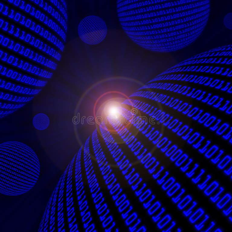 Spheres of Blue Binary Code Stock Illustration - Illustration of sphere ...