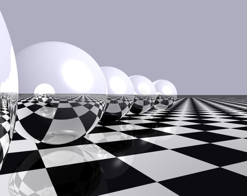 Spheres and chess 2 stock illustration. Illustration of floor - 13837139