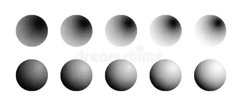 Spheres with Different Density of Bitmap Dither Gradient Isolated on ...