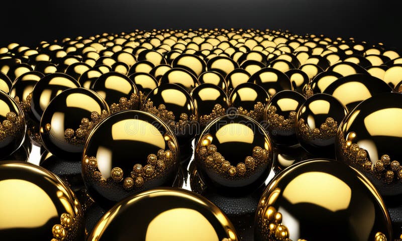Spheres - Gold, Metallic, Glossy - Abstract 3D Background Stock ...