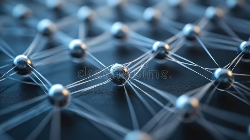 Spheres Network on a Dark Surface Stock Image - Image of depth, science ...