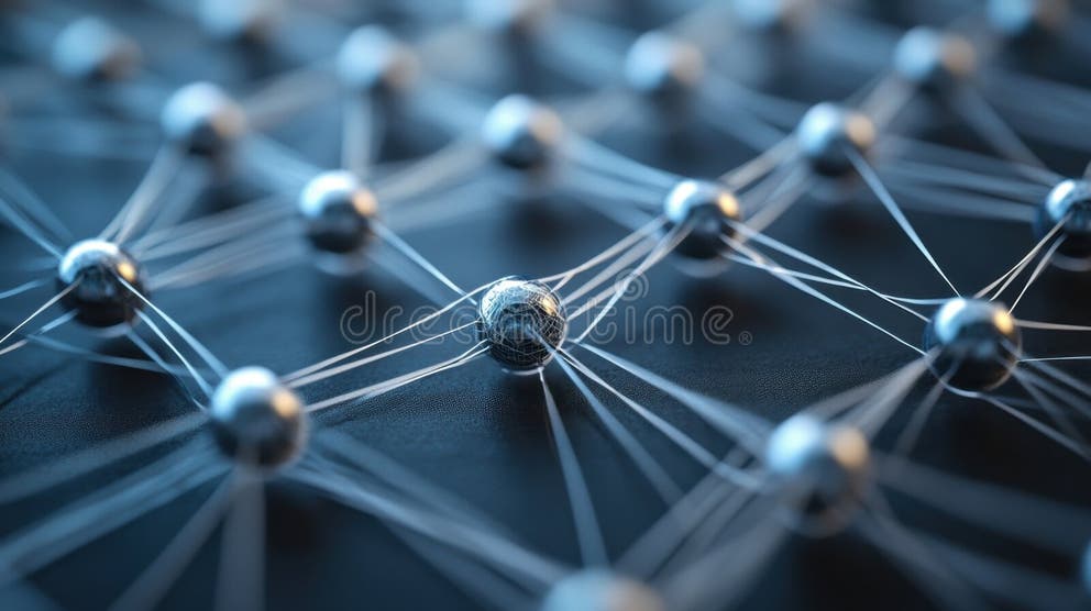 Spheres Network on a Dark Surface Stock Image - Image of depth, science ...