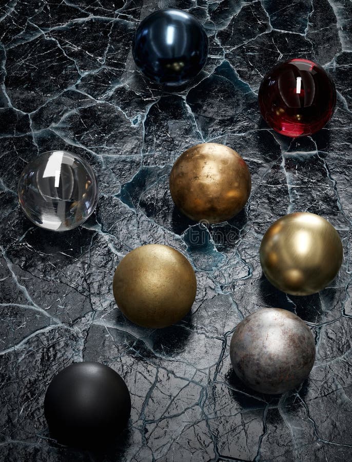 Spheres Shiny, Gold, Rust Matte and Steel on Ice Wallpaper Stock Photo ...