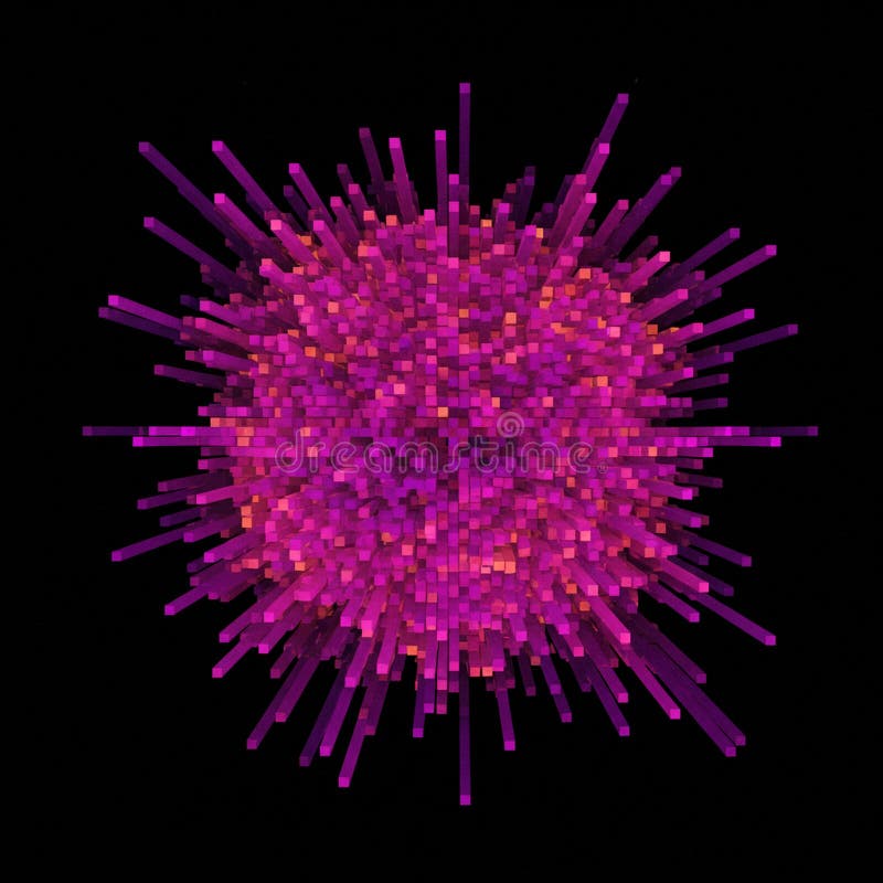 A Spherical Arrangement of Purple and Pink 3D Rectangular Prisms ...