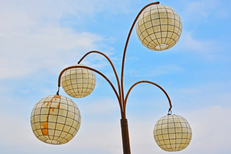 Spherical Beach Lamp Post in Batangas, Philippines Stock Image - Image ...