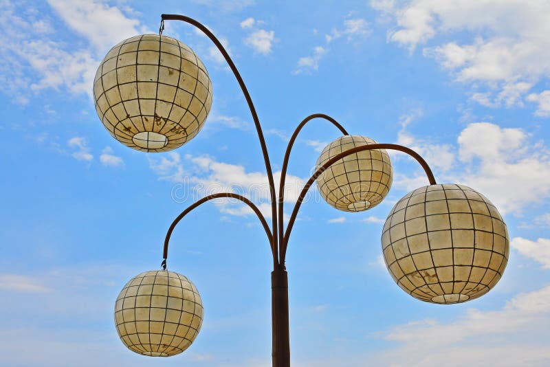 Spherical Beach Lamp Post in Batangas, Philippines Stock Image - Image ...