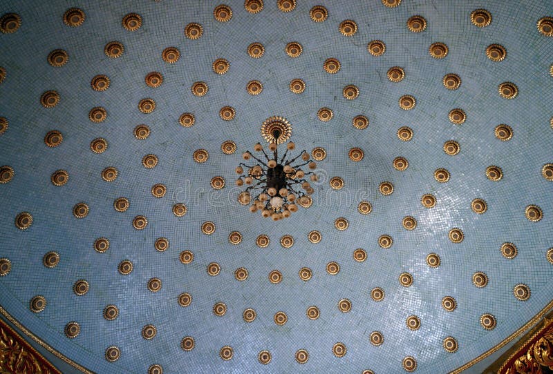 Spherical Ceiling with Decorations and a Chandelier Stock Image - Image ...