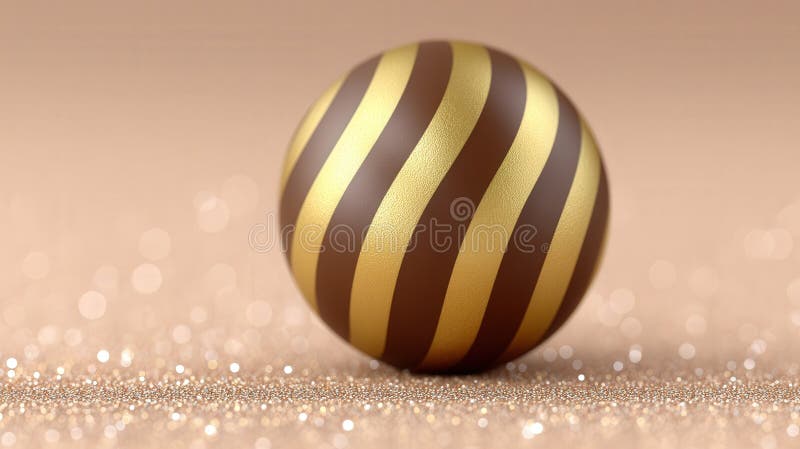 Spherical Chocolate Candy with Gold and Brown Striped Design Placed on ...