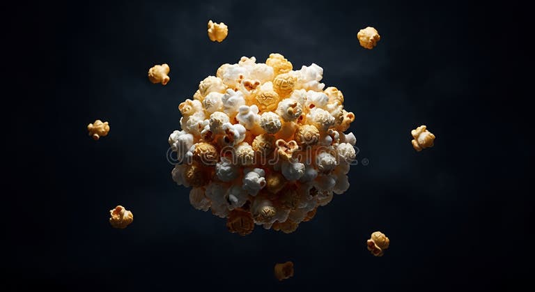 A Spherical Cluster of Popcorn Kernels, Primarily White with Some ...