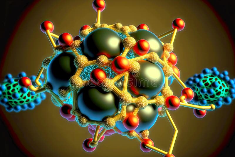 Spherical Connection of Glossy Black Atoms into Molecule Closeup ...