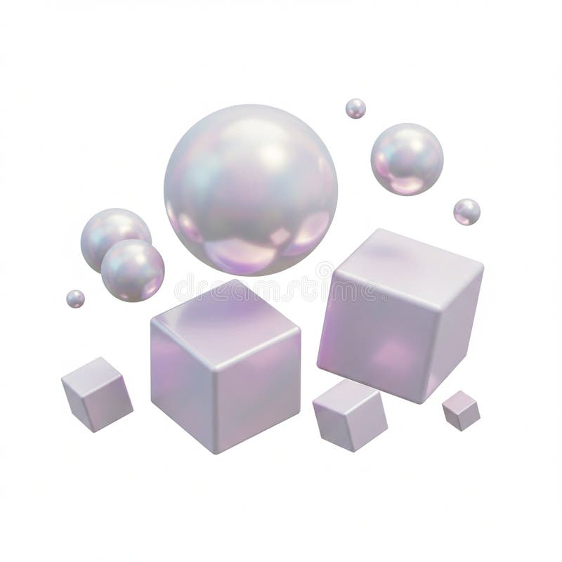 Spherical and Cubic Objects with a Pearl-like Finish are Arranged ...