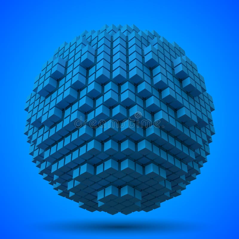 Spherical Data Block. Made with Blue Cubes. 3d Pixel Style Vector ...