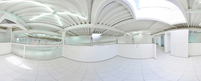 Spherical 360 Degrees Panorama Projection, in Interior Empty Long ...
