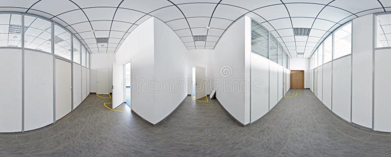 Spherical 360 Degrees Panorama Projection, in Interior Empty Long ...