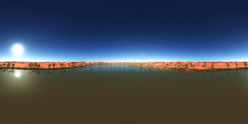 Spherical 360 Degrees Seamless Panorama with a Desert Oasis Stock ...