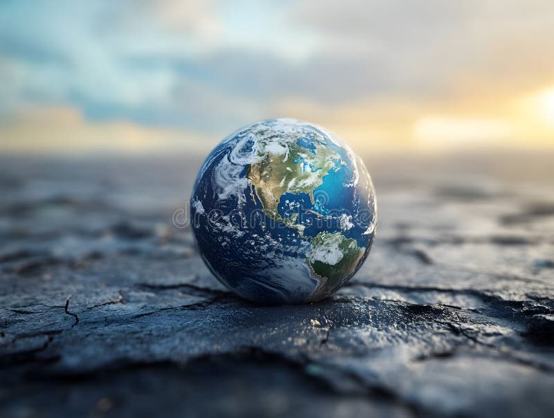 Spherical Earth Surrounded by Cloudy Skies Showcasing Climate Change ...