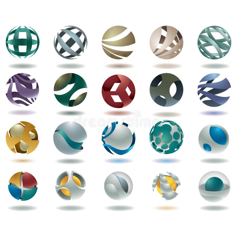 Collection of Spherical Logo Elements. Vector Illustration Decorative ...