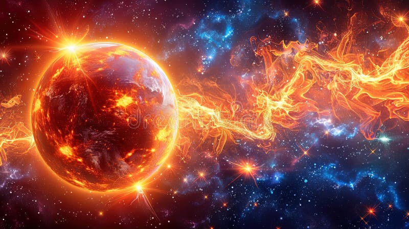 Spherical Fireball Commands Attention with Its Power Stock Photo ...